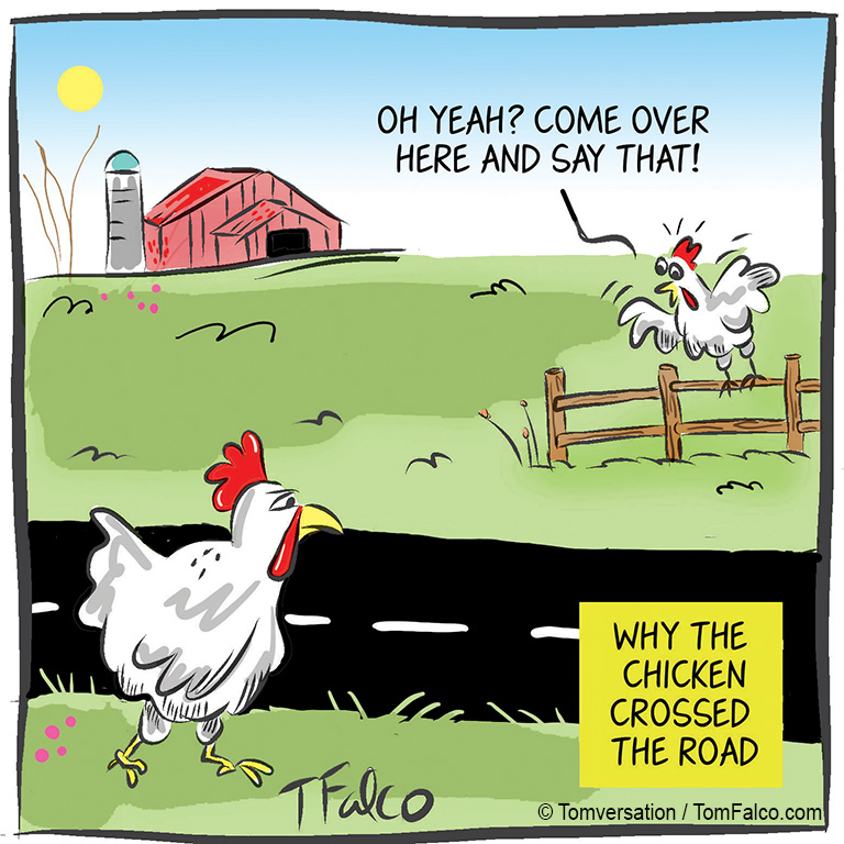 Why the chicken crossed the road – Tomversation